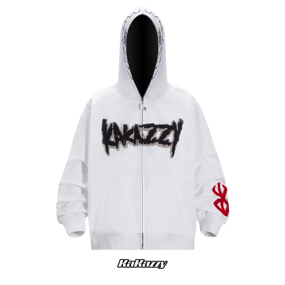 Kakazzy Full Zip Hoodie White（Eyes Can See） – kakazzy